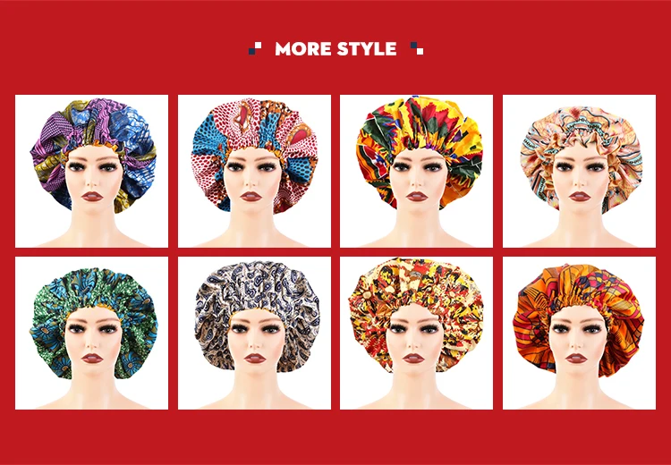 New African Ankara Pattern Satin Linned Bonnet for Women