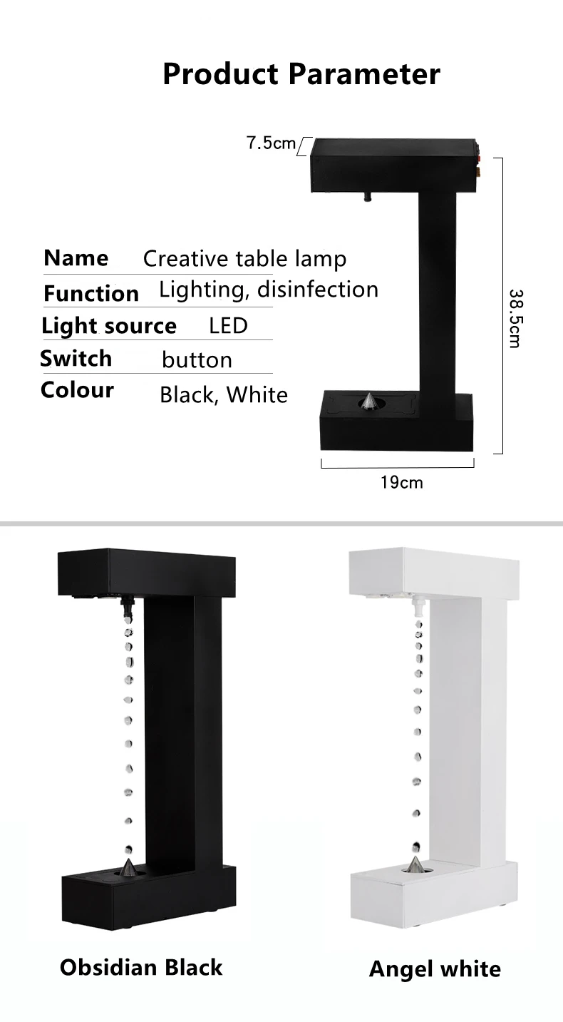 Crystal Anti-Gravity Levitating UV Lamp for Air Purification