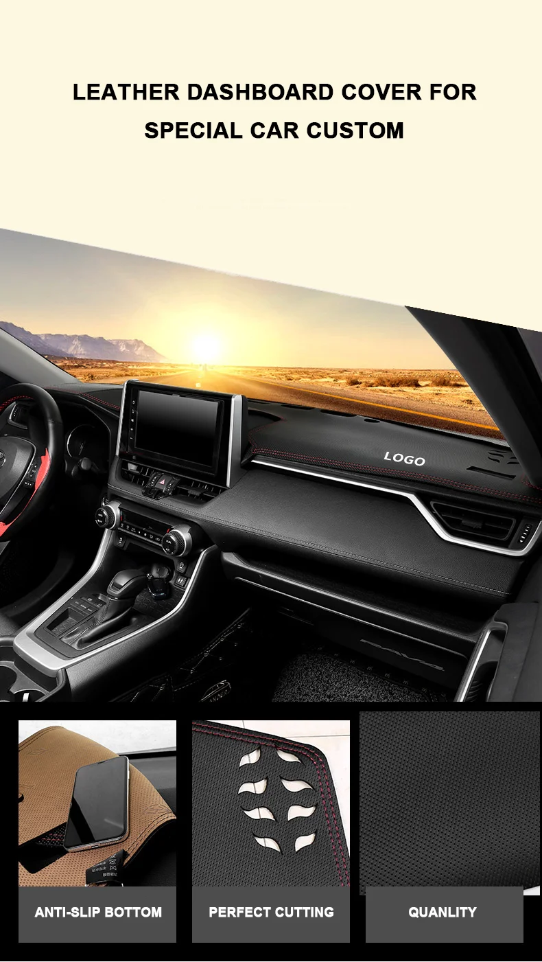 Car Leather Dashboard Anti-Light Mats Sunscreen Mat Heat Insulation Mat ...