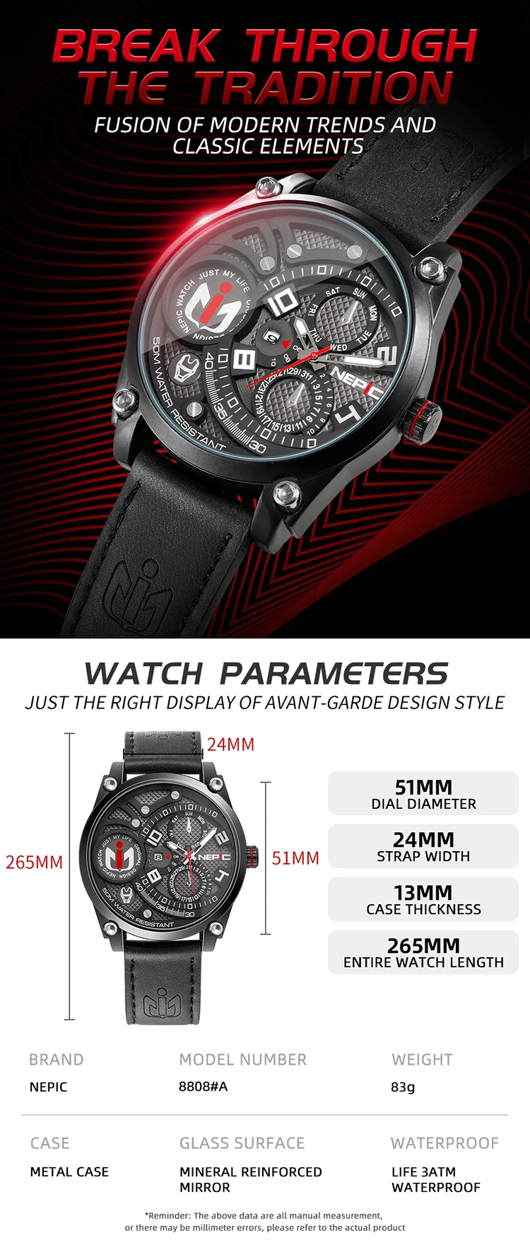 NEPIC Z 8808#A luxury date day big dial custom logo oem high quality ...