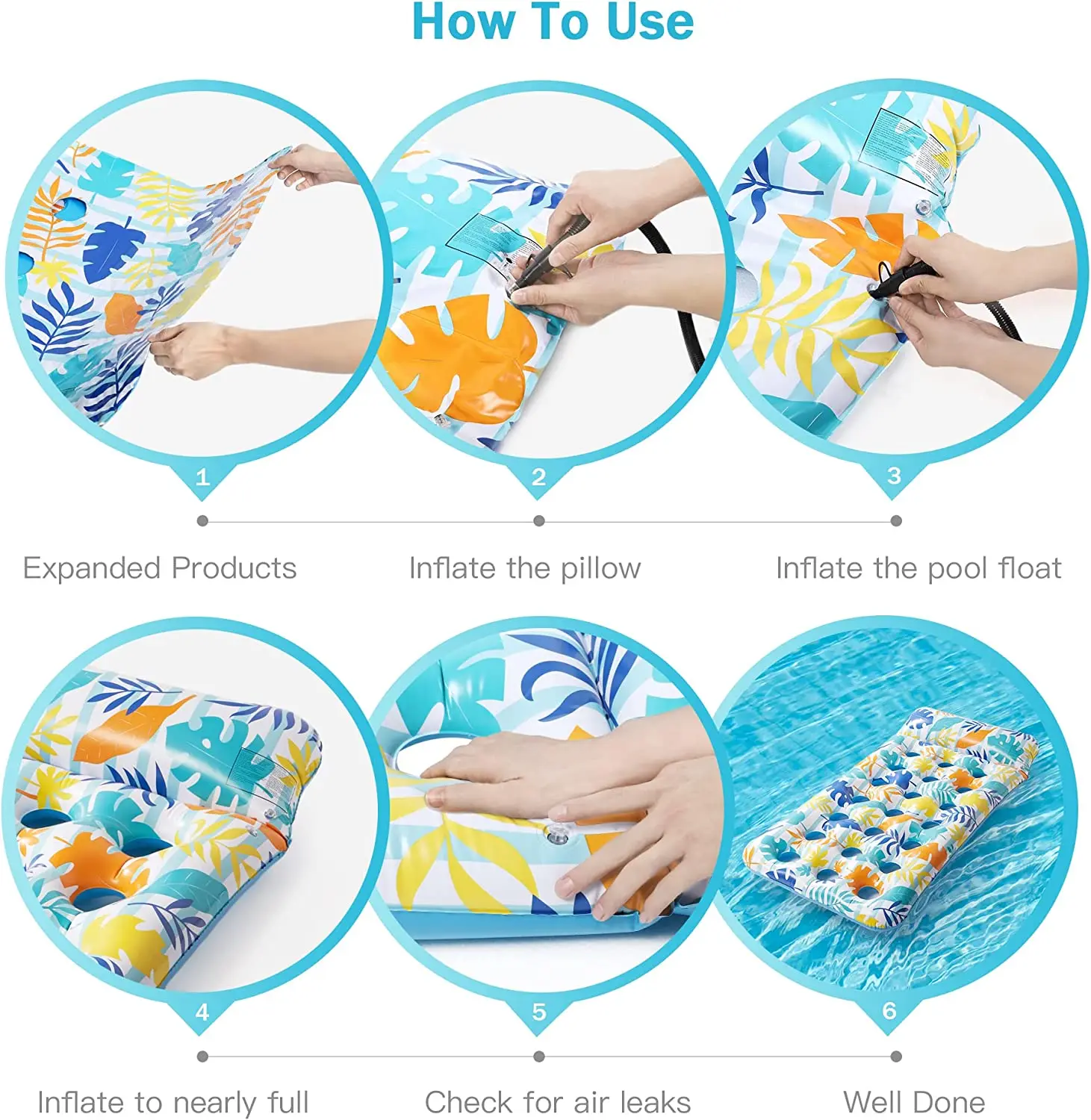 Inflatable Pool Float Mat Large Pool Floats Adult Size With Headrest ...