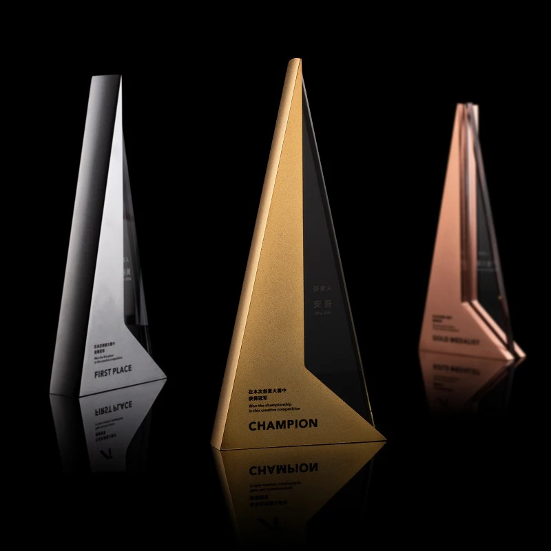 Customizable Triangular Crystal Trophy Future Technology Metal Party ...