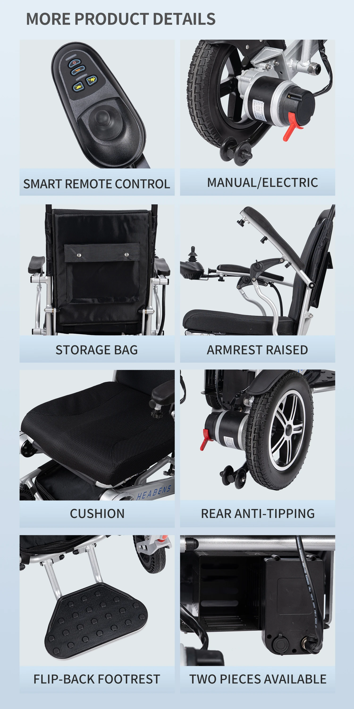 CE Airline Approved 600W Motor Travel Light Weight Wheelchair Lithium ...