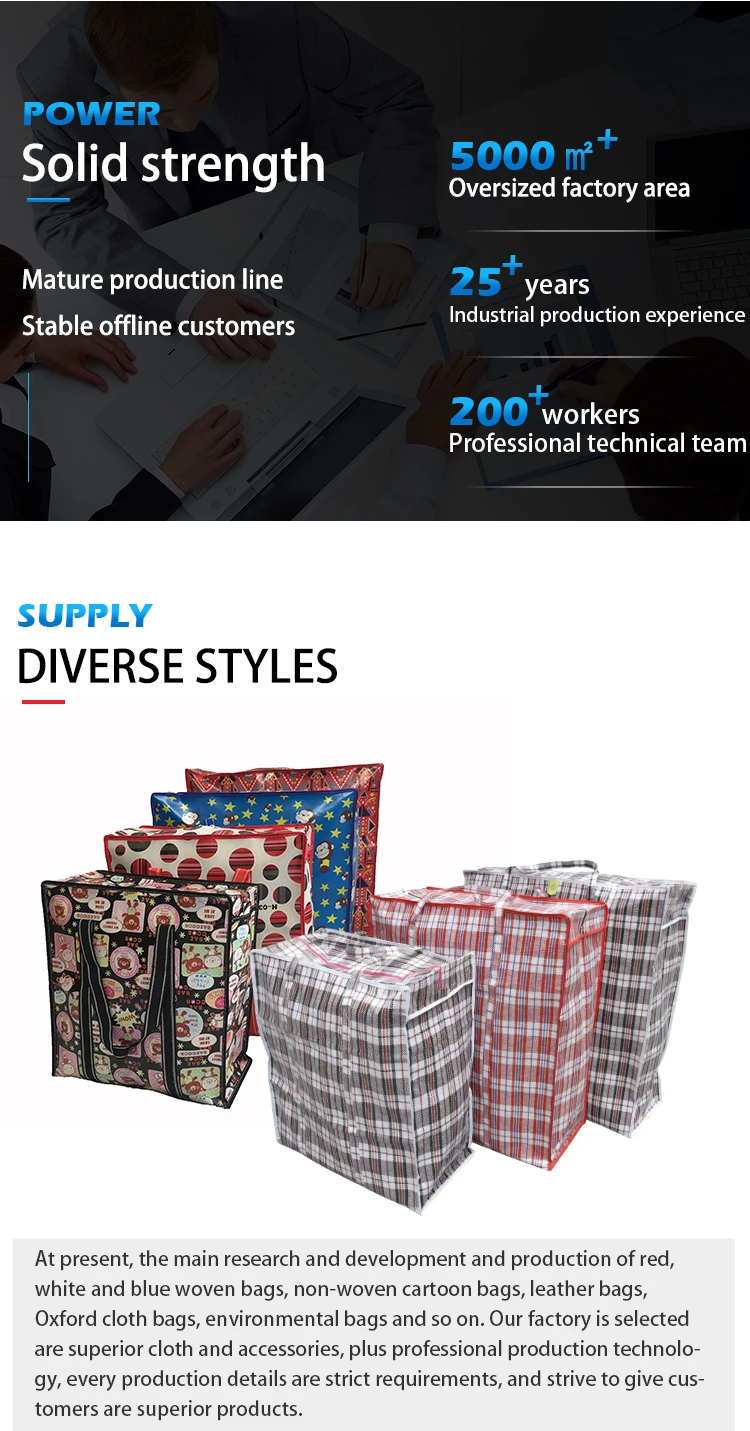 Large Plastic Checkered Woven Laundry Bags With Zipper Handles Foldable ...
