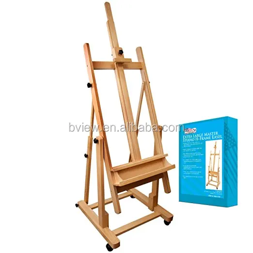 Bview Art Deluxe Adjustable Wood Studio Easel with Wheels