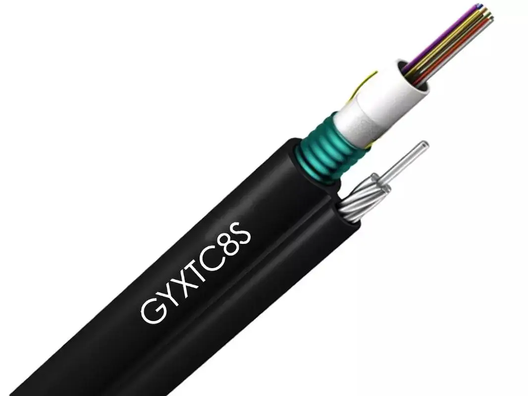 Outdoor Aerial Self Supporting Singlemode Armoured Fiber Optic Cable With Messenger Gyxtc8s ...