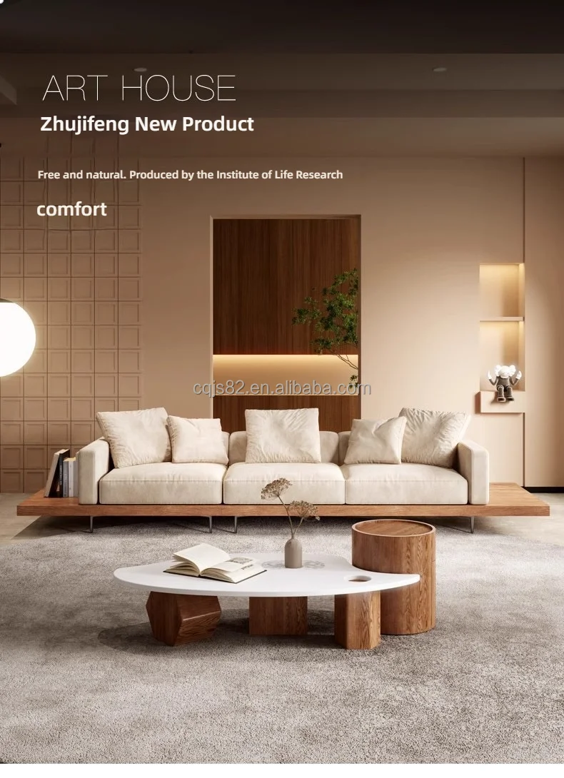 Japanese Solid Wood Sofa Log Style Modular Design Lightweight Luxury ...