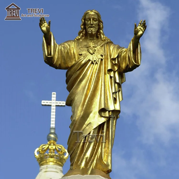 Antique Jesus Statues - Golden Bronze Religious Sculptures