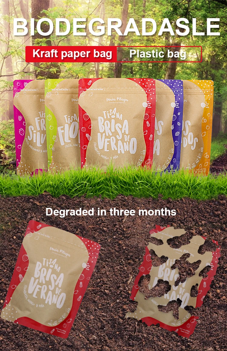 Brown Kraft Paper Pla Biodegradable Sachet Food Packaging - Buy ...