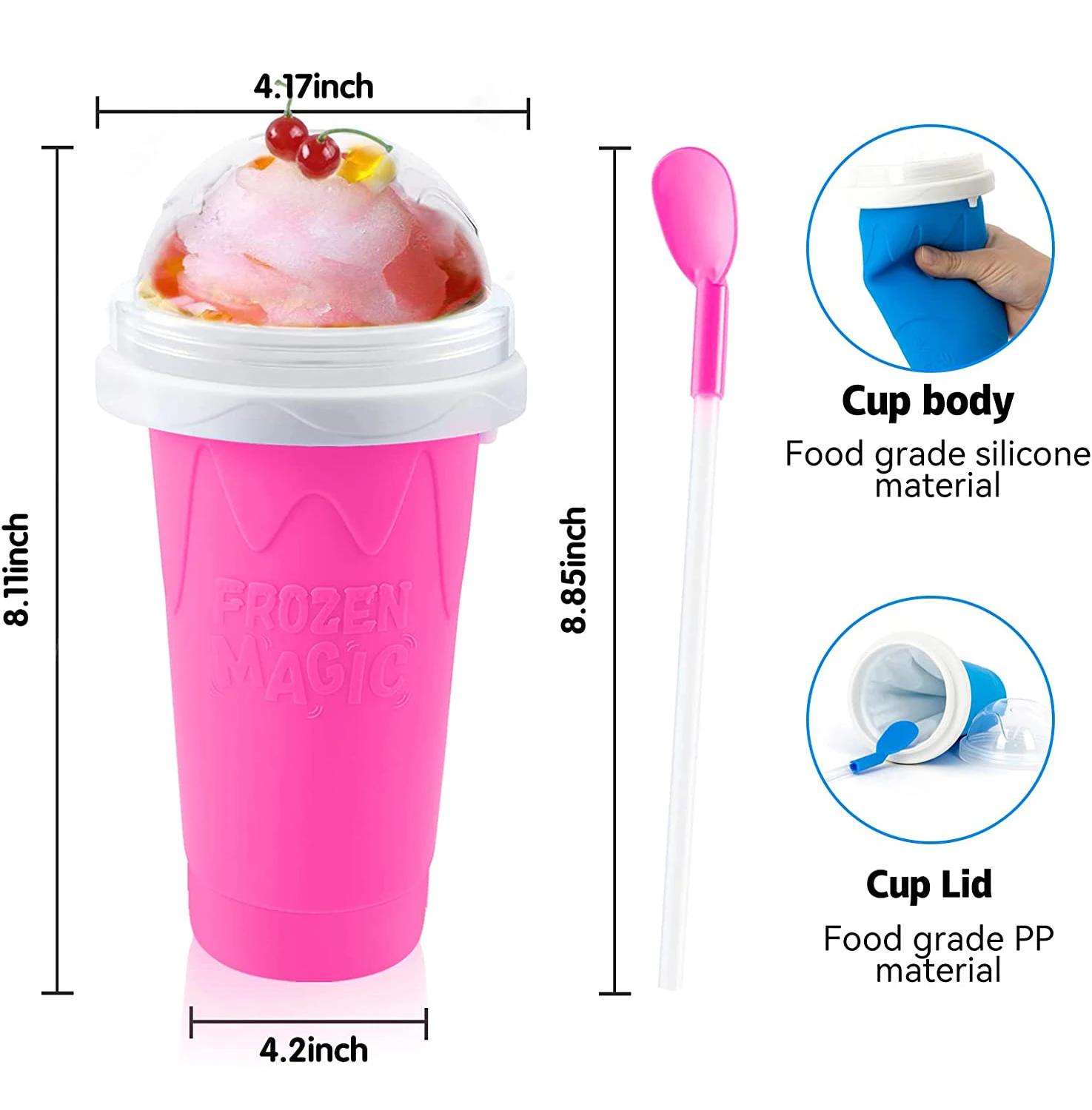 Custom Logo Food Grade DIY Smoothie Cup with Lid Straw
