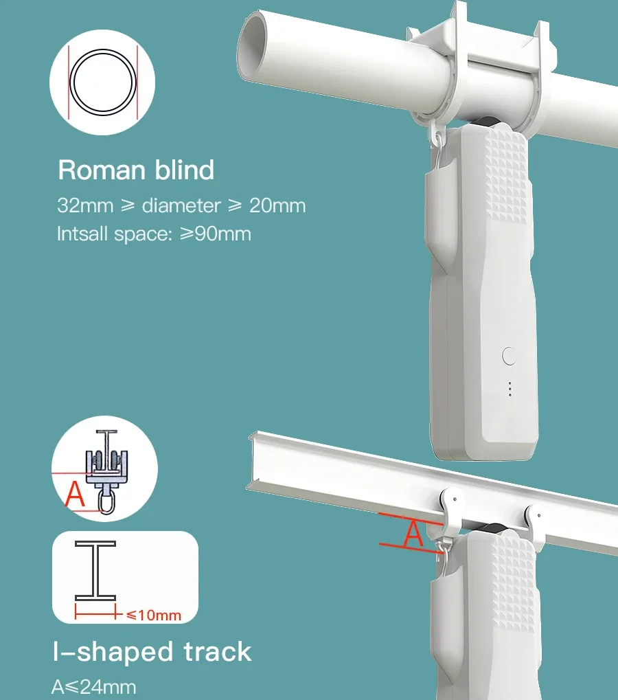 Zemismart Rechargeable Electric Motor Roman Rod Zigbee Curtain Robot I ...