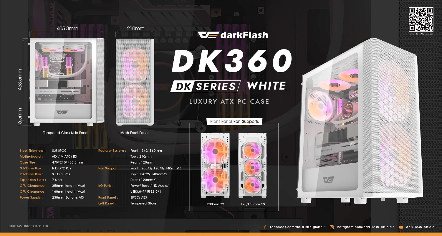 Darkflash Glass Computer Case with RGB Fans & Side Window