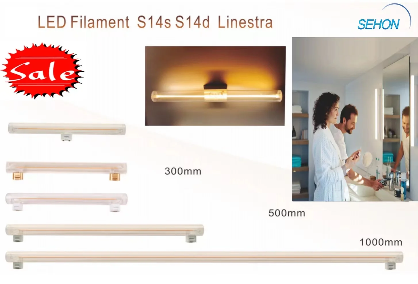30cm 50cm 100cm Glass Filament Linestra S14d S14s Lamp Dimmable AC120V ...