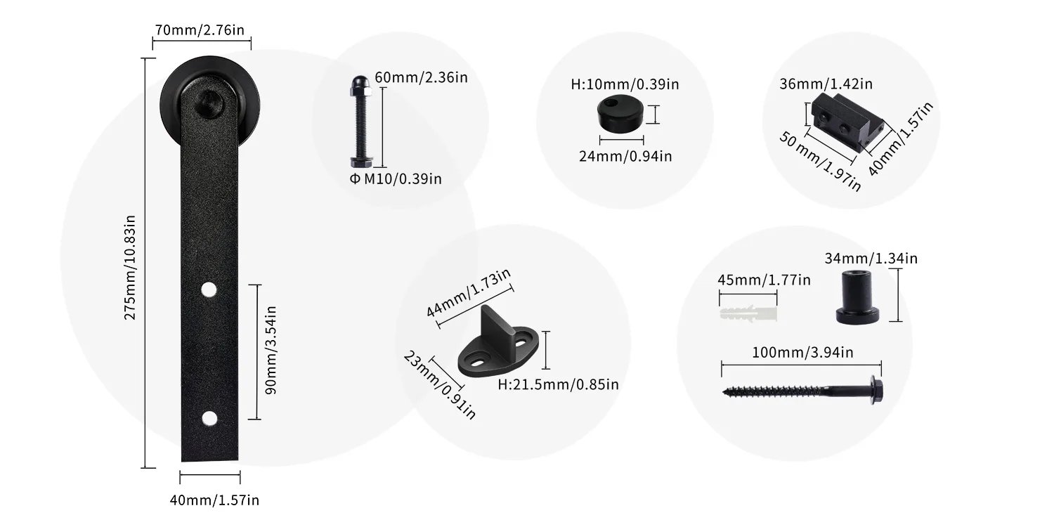 6FT Modern Factory Heavy Duty Sliding Roller for Doors