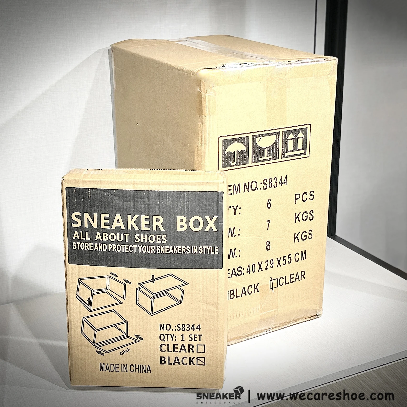 Modern Sneaker Display Case Stackable Shoe Storage Sneaker Storage Black Plastic Shoe Boxes ...