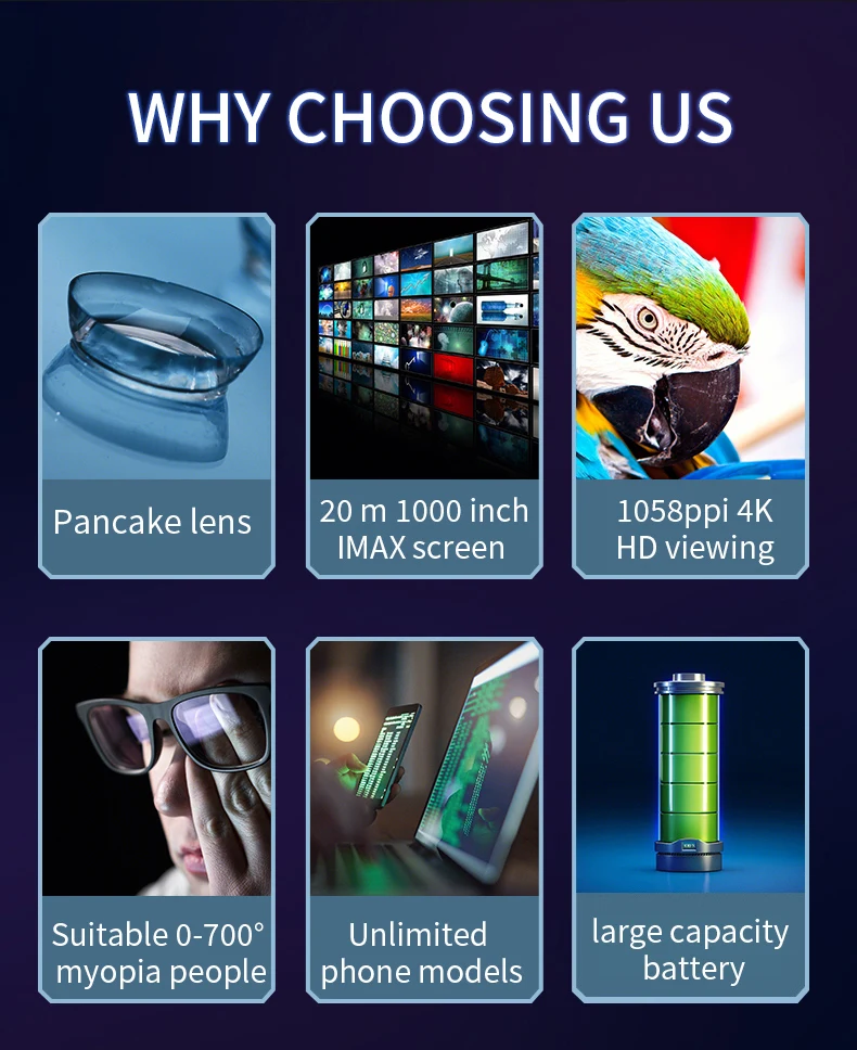 3D 4K VR Glasses - Portable Smart Screen for Android & IOS