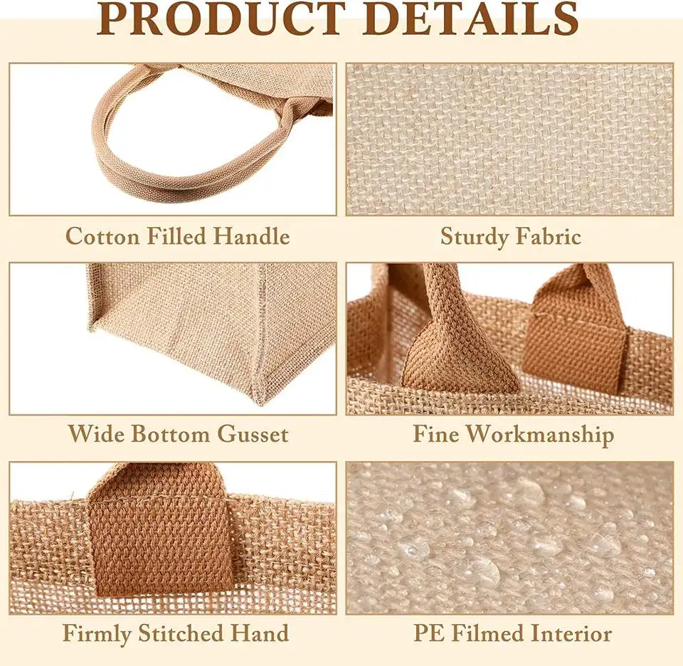 Custom Printed Burlap Linen Handbag - Eco-Friendly & Waterproof