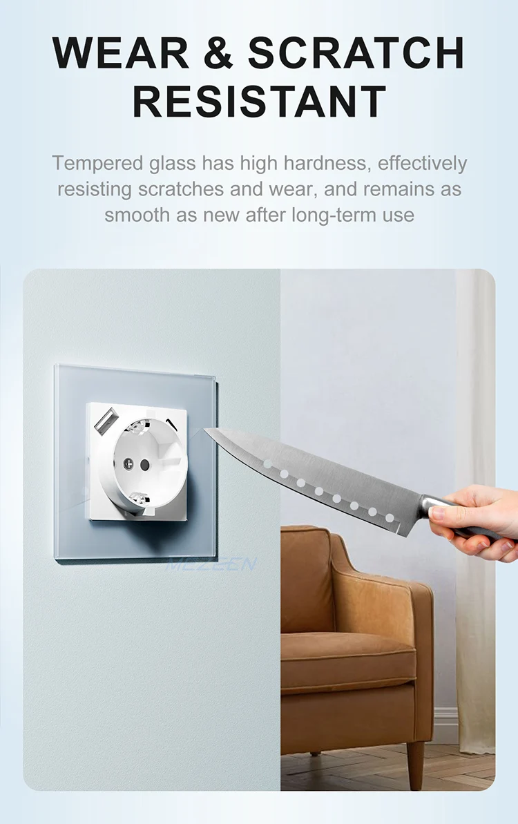 220 Volt Schuko 2P+E Socket with USB Type A & C Outlets