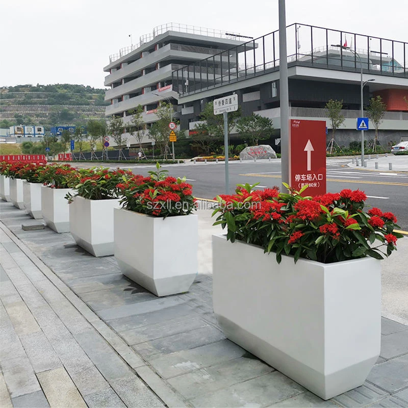 White Rectangle Planter - Durable Outdoor Decorative Pot