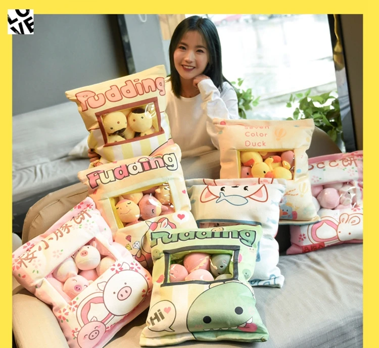 Mini Round Throw Pudding Plush Bag Pudding Stuffed Animals Throw Plush ...