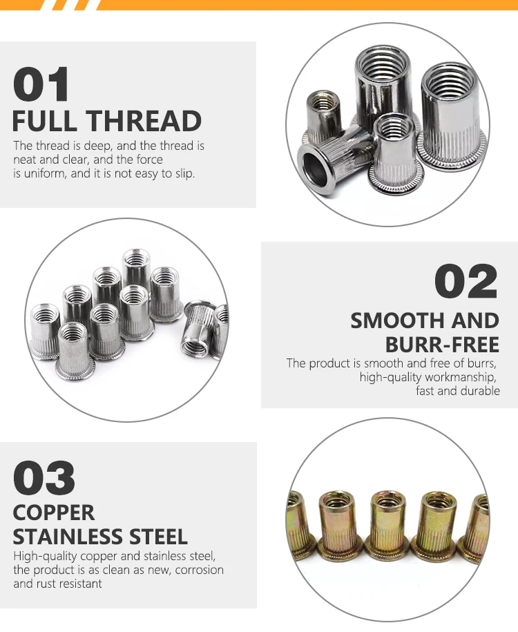 3/8''-16 Stainless Steel Rivet Nuts Nutsert Threaded Rivet Insert ...