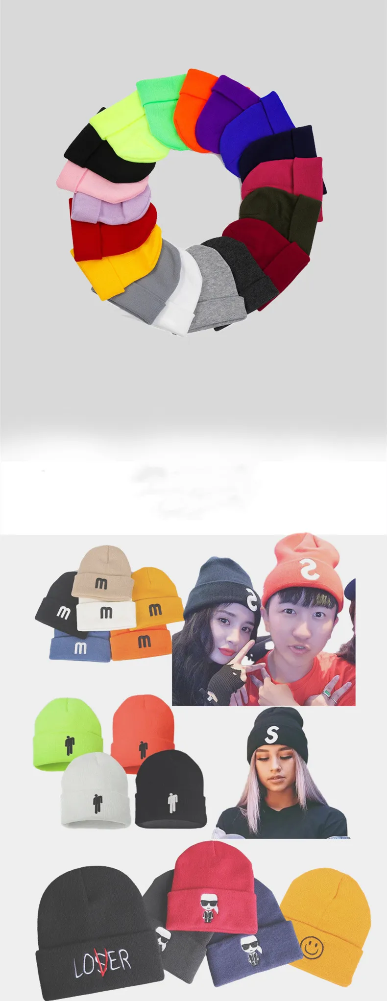 Customized Logo Winter Hat With Rolled Edge Embroidered Logo Ski Hat ...