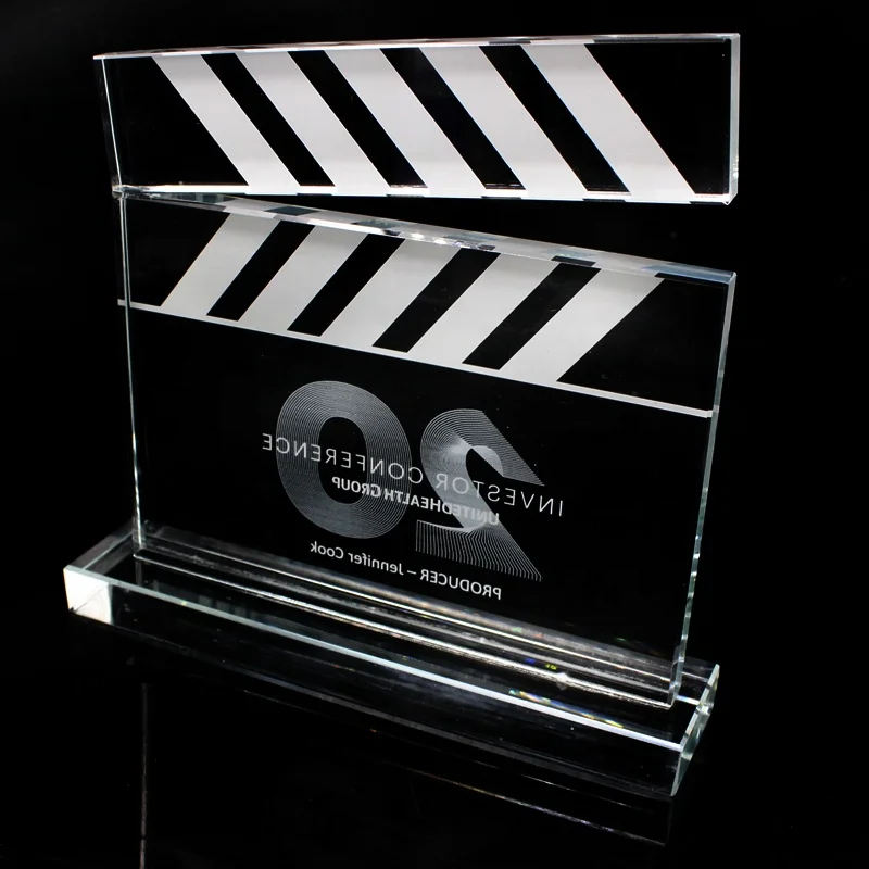 Unique Design Crystal Glass Clapperboard Trophy/slate Shaped Crystal ...