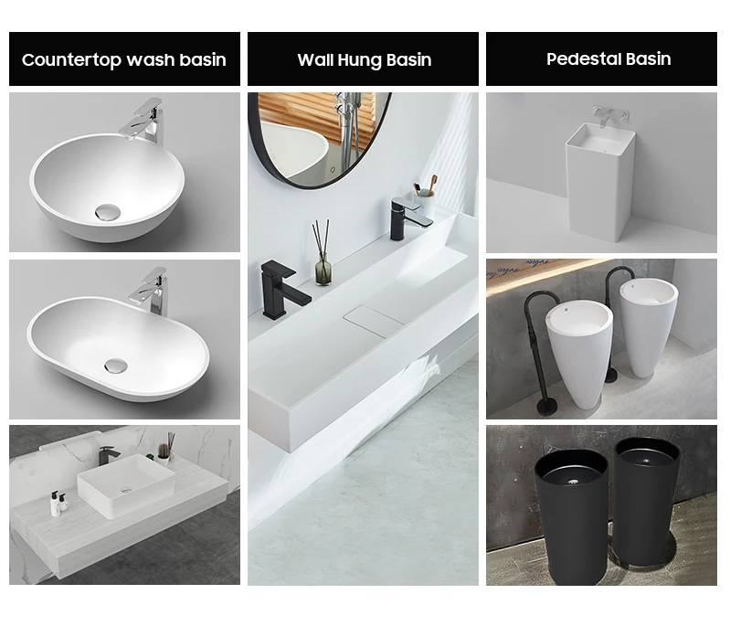 CPG Solid Surface Sink Basin Artificial Stone Wall hang Sink Bathroom Washing Cabinet Basin Sink ...
