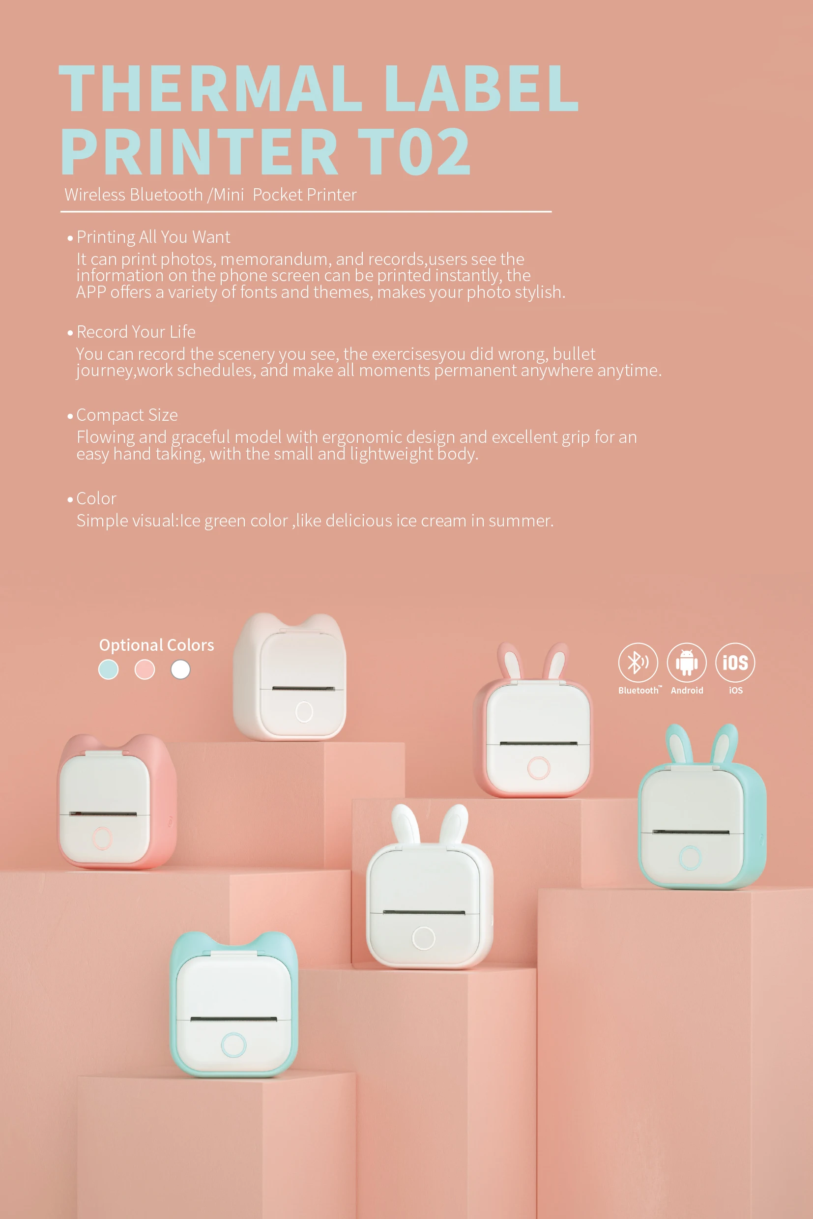 Aimo T02 - Portable Label Printer - Thermal & Convenient