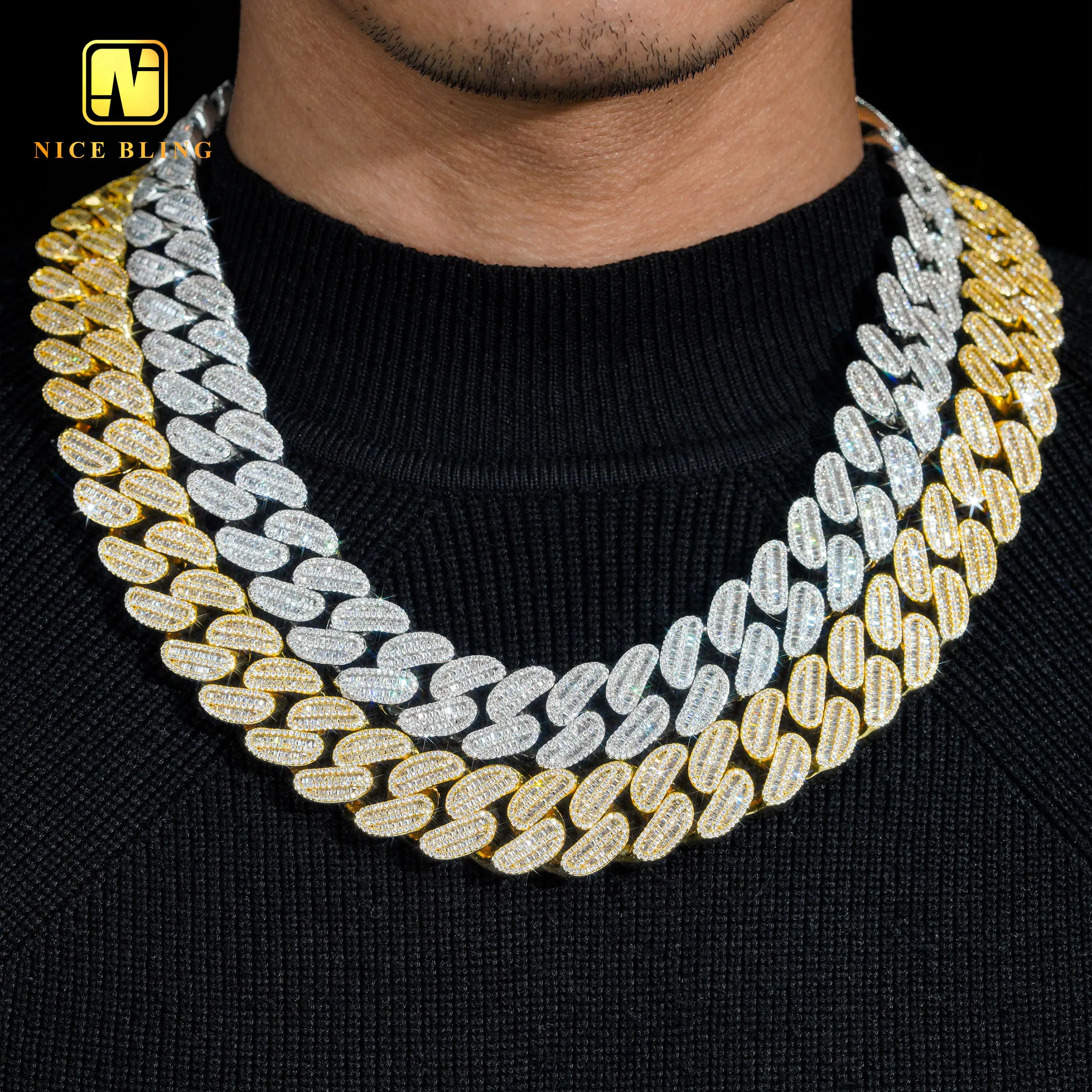 Luxury Thick Baguette Cz Cuban Link Chains Factory Price Iced Out Hip ...