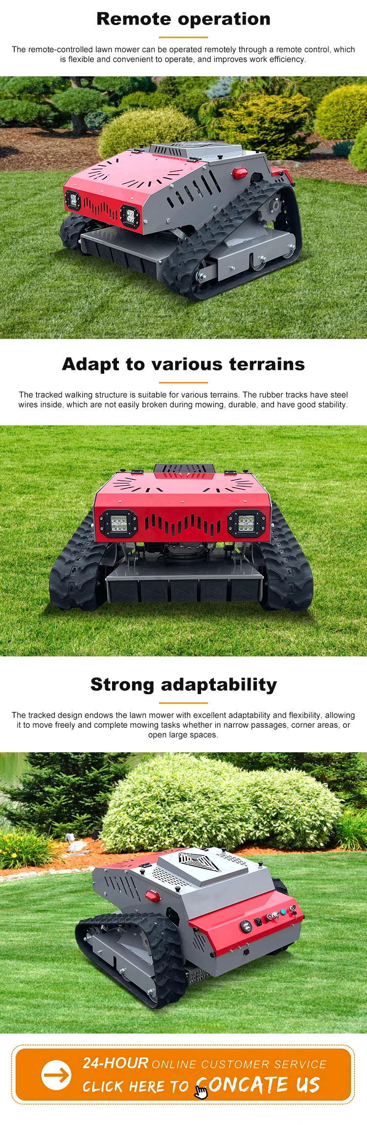 New System Automatic Grass Cutter Remote Control Tracked Flail Mower CE ...