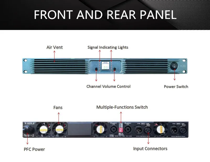 1600 Watts MORIN 4 Channel Amplifier DJ Professional Sound Amplifier ...