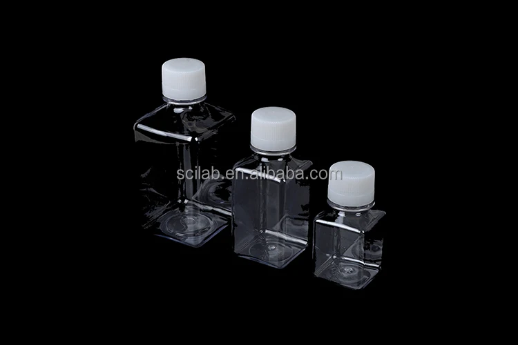 Clear Square Sterile Plastic Sample Bottles for Lab Use
