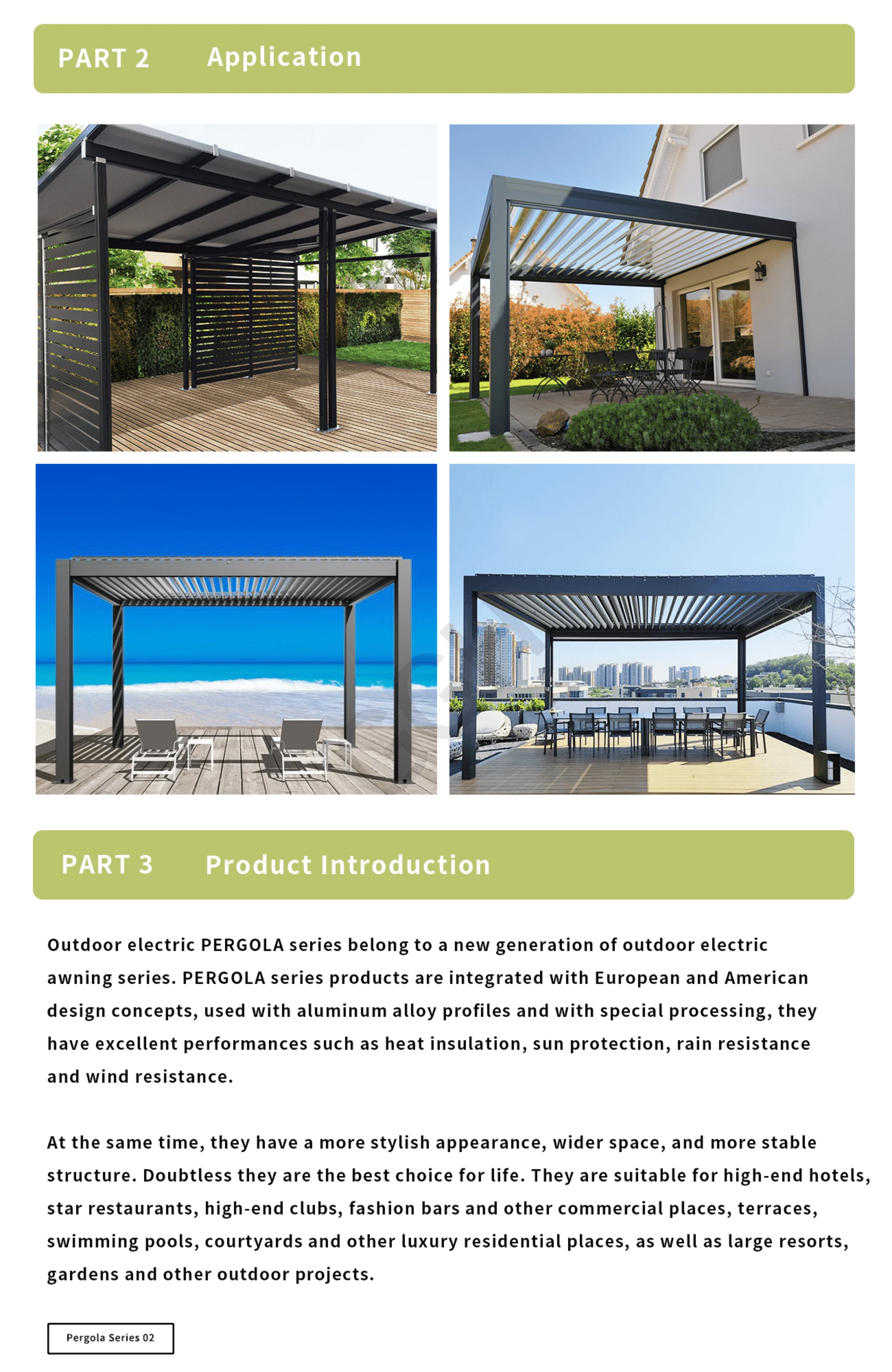 Ggh Outdoor Gazebos Pergola Canopy Solar Power Aluminum Slatted Roof ...