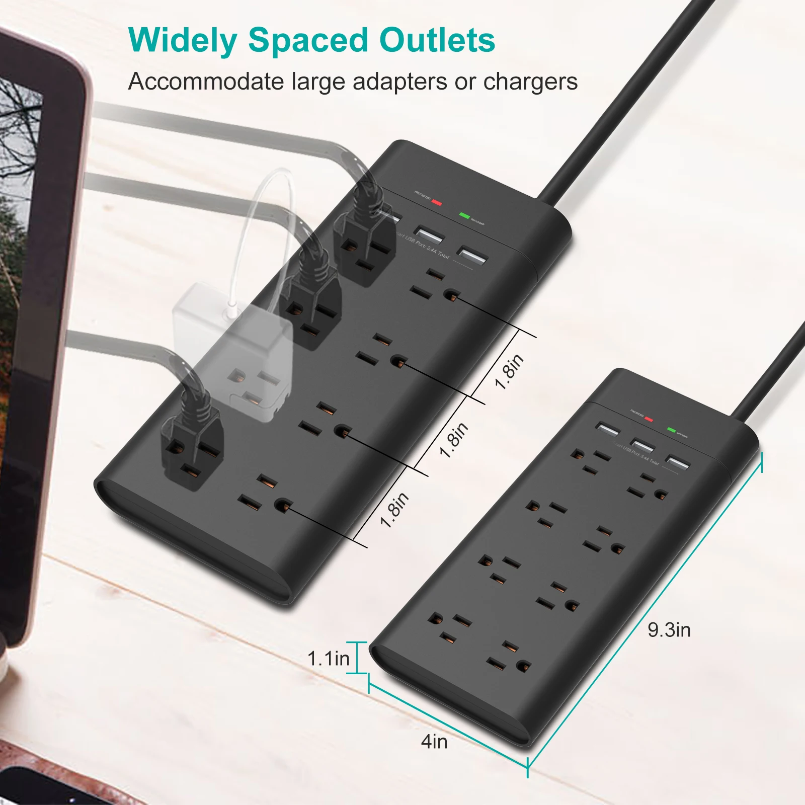 Mountable Design Wall Socket Safe American Type Surge Protector ...