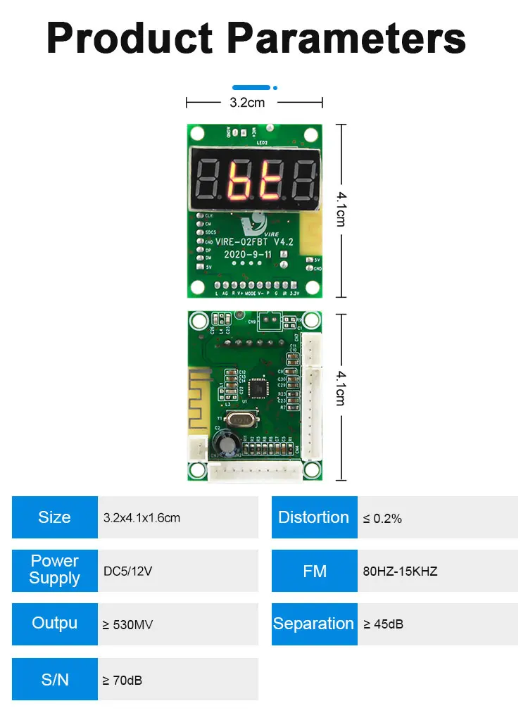 VIRE Mini Mp3 Player Bluetooth Audio Fm Kit Usb Mp3 Player Decoder Module