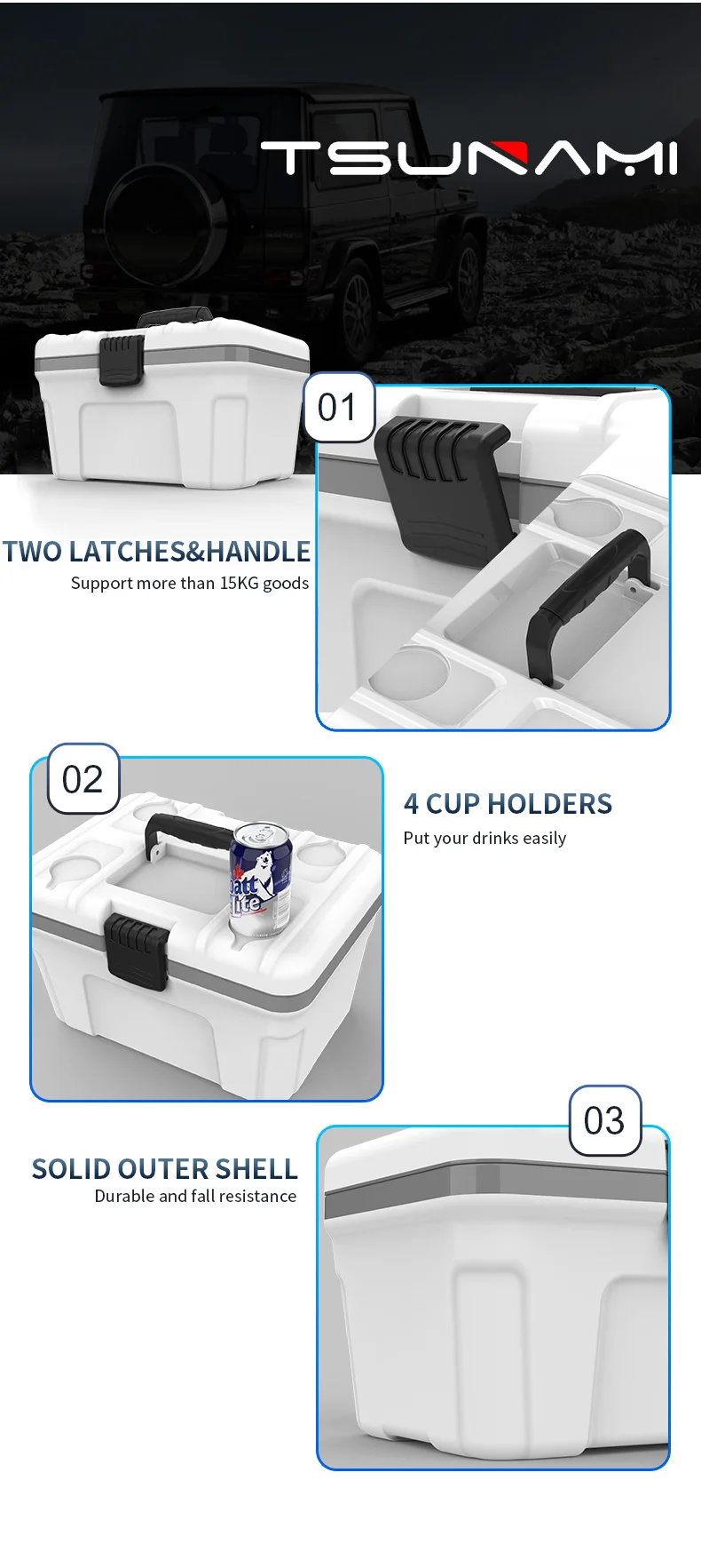 12L Fiberglass Milk Cooler Box Hard Ice Chest Boat Seat Cooler Box ...