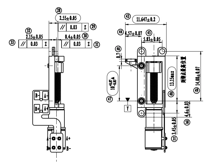 Technical Drawing of Micro Linear Stepper Motor