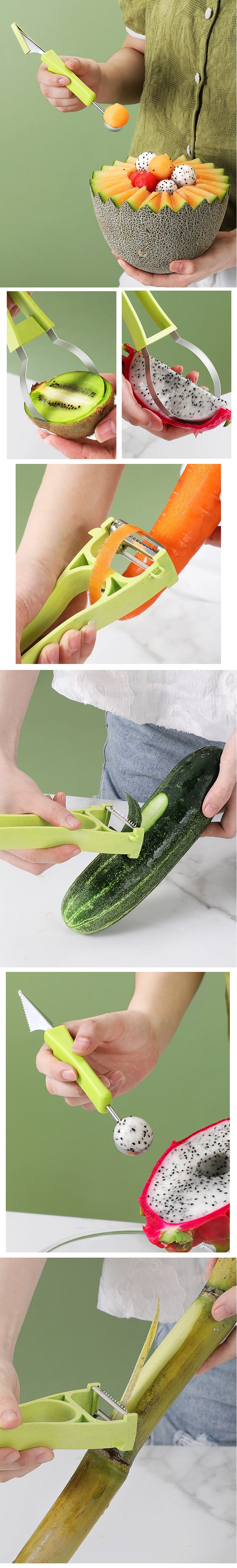 3 in 1 Stainless Steel Fruit Tool Set - Versatile & Durable