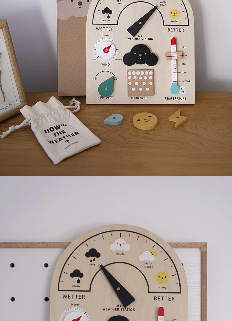 Hot New Ideas Weather Watch Toys Educational Wooden Weatherboard for ...