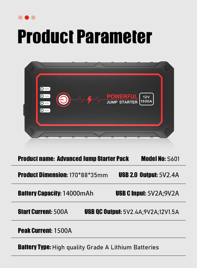 High Power Car Battery Emergency Power Supply 500a Portable Multi Function Power Bank Car Jump ...