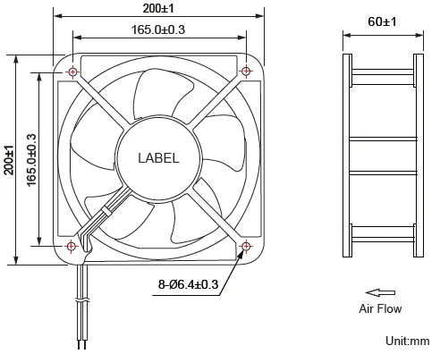 Aidecoolr 200x200x60mm Dc Axial Fan 20060 Server Ventilation Fan 24v ...