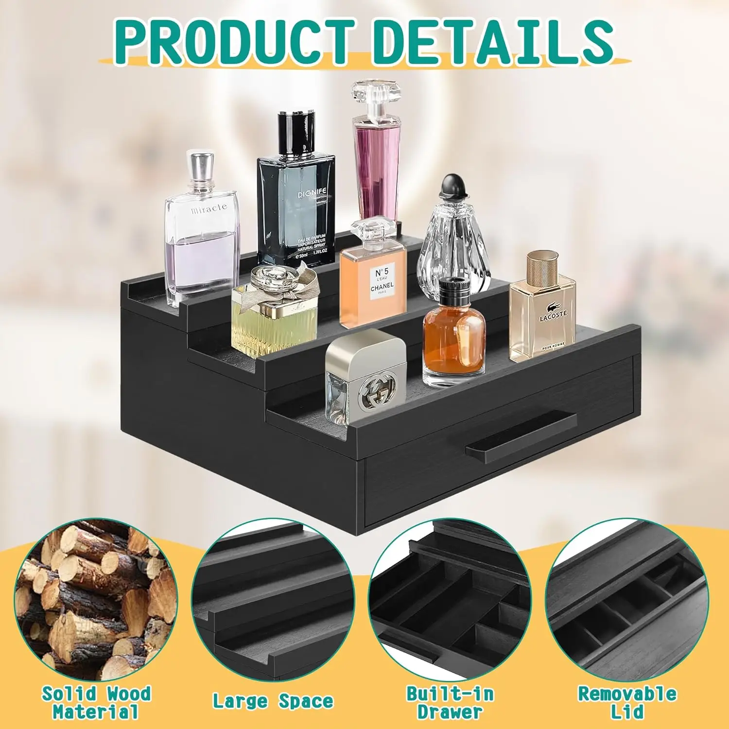 3 Tier Large Space Perfume Shelf Display Stand With Drawer - Buy 3 ...