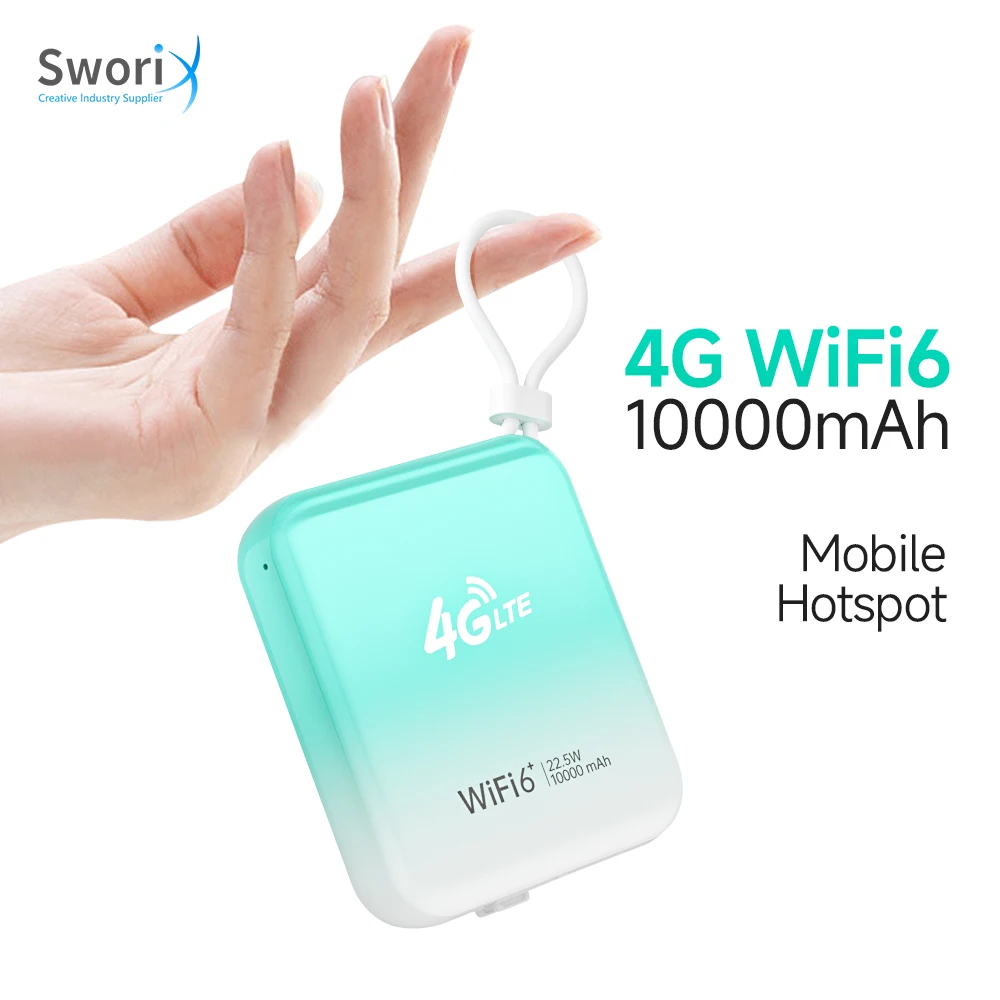 Sworix Wifi 6 4g Pocket Sim Card Wifi 4g Lte Hotspot Wireless Mobile Hotspot Wifi With Large ...