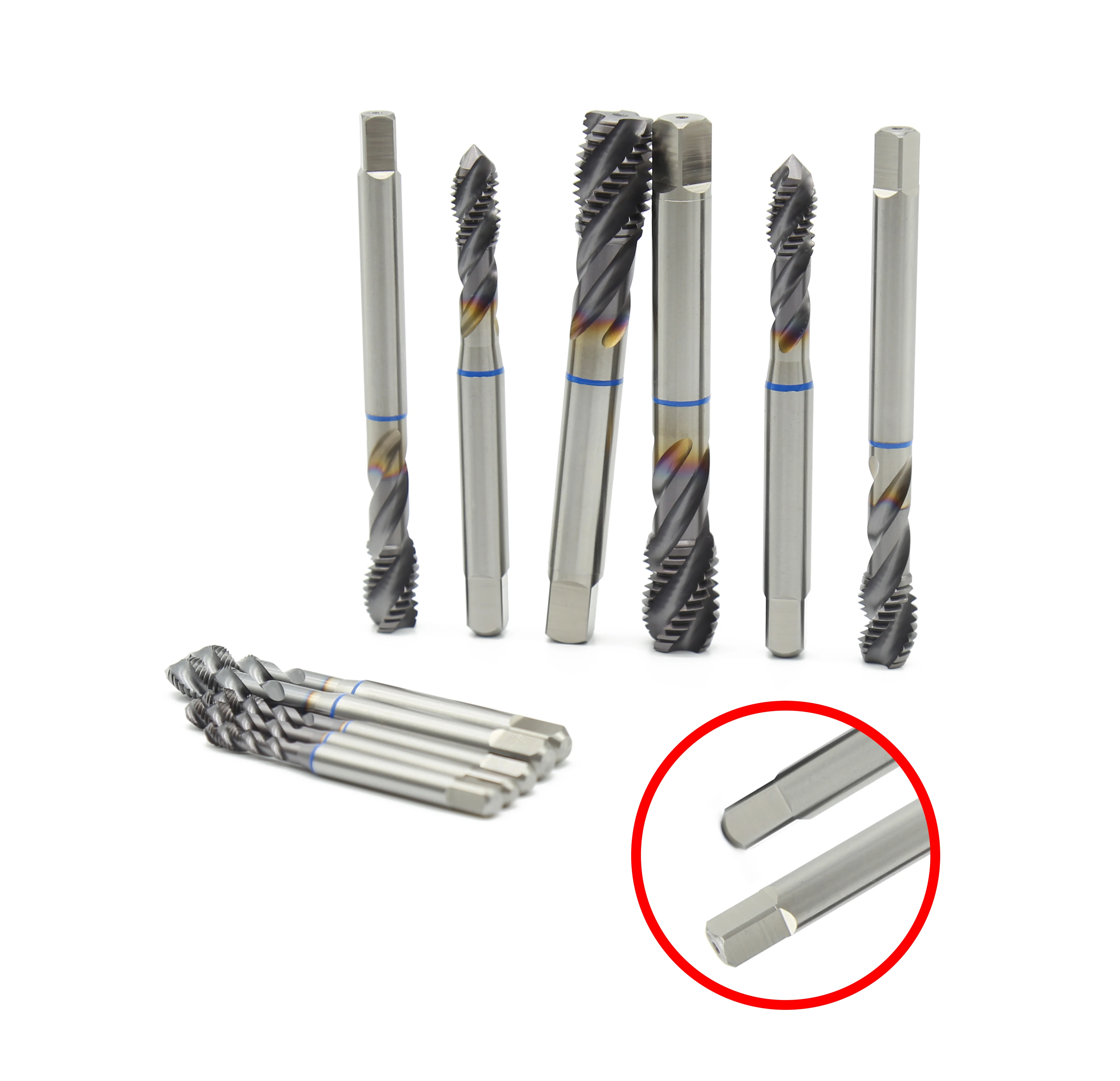 INOX Machine Taps DIN371/DIN376 Form C Spiral Flute TICN Coated with Blue Ring| Alibaba.com