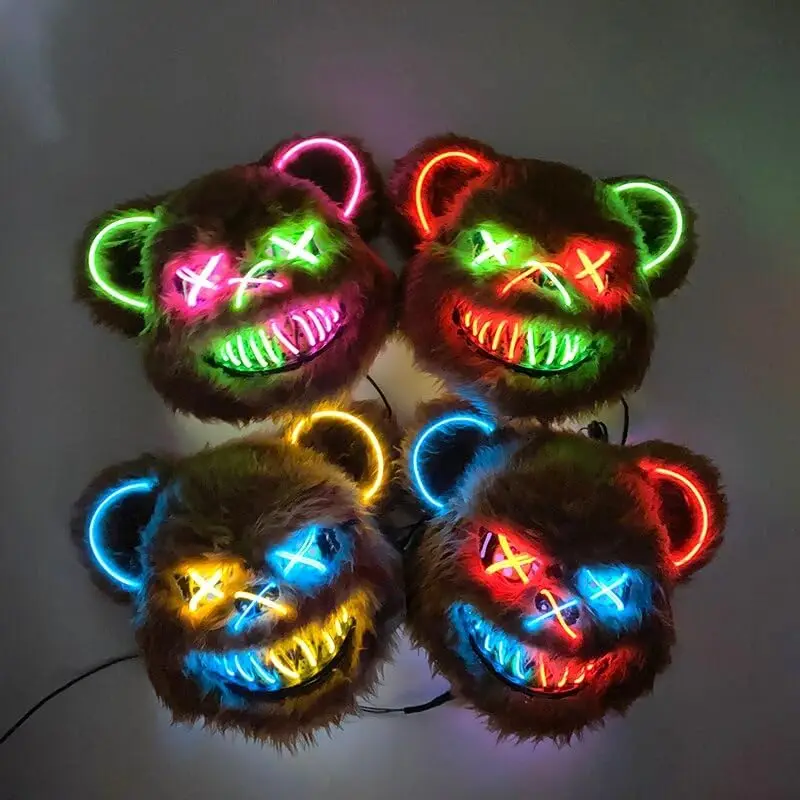 Cosplay Costume LED Light up Plush Masks for Halloween
