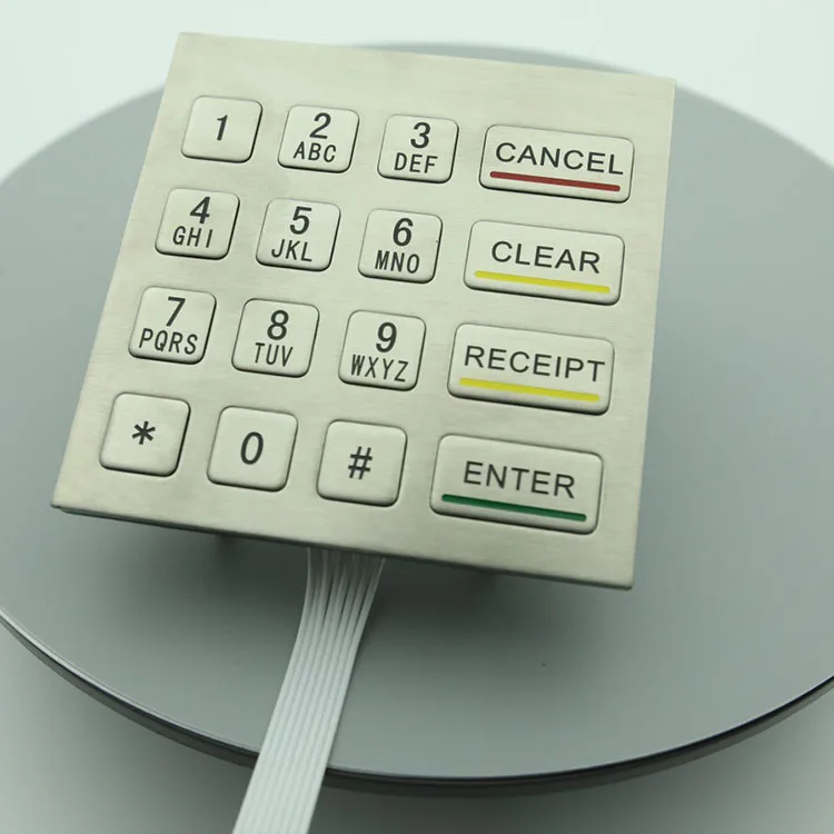 Non encrypted 16 keys Industrial Metal Numeric Keypad Ip65 ATM pin pad ...
