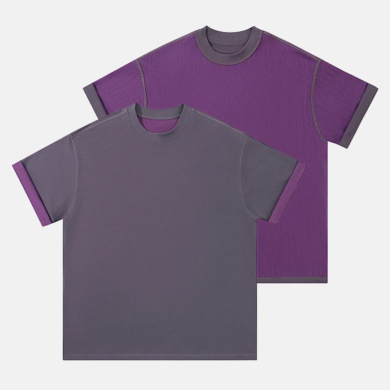 280gram 65% Cotton 35% Polyester Two-color Oversize T-shirt Both Sides ...