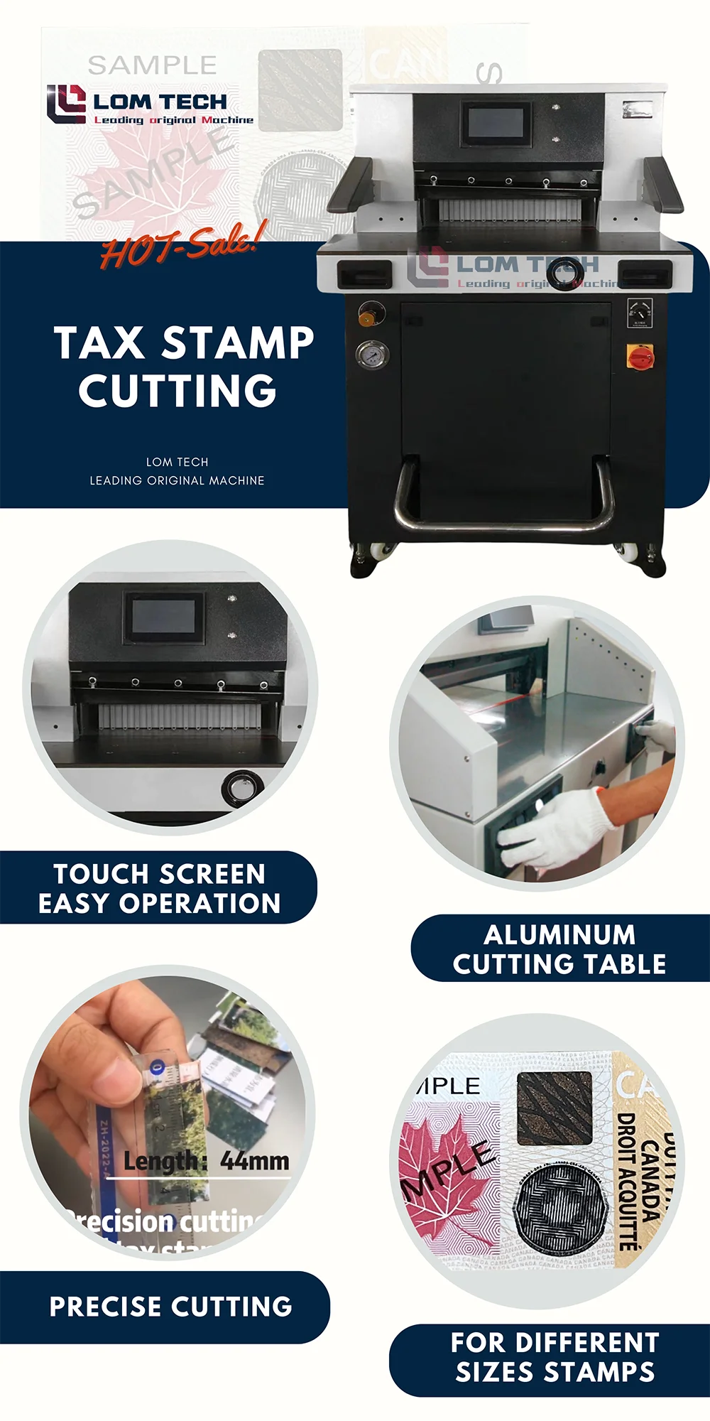 Schneider Siemens PLC Motors Tax Stamp Paper Cutting Machine