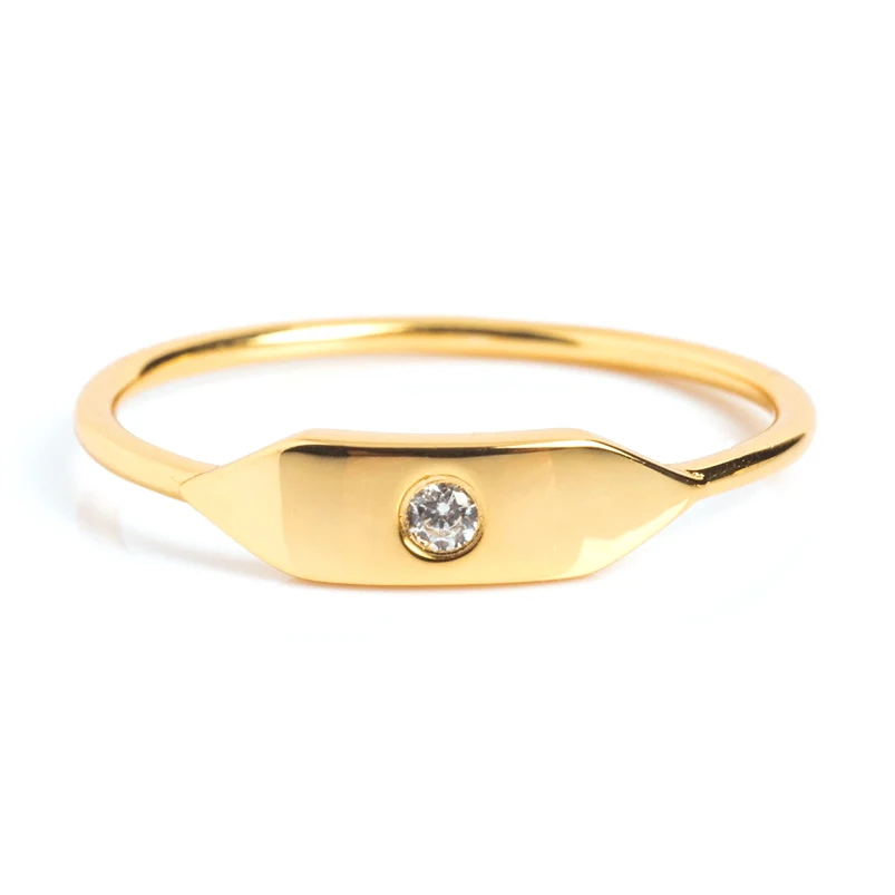Gemnel Stacking Signet Ring With Cubic Zirconia 925 Sterling Silver ...